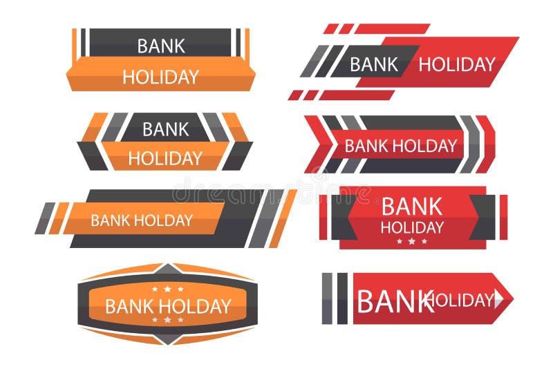 Flat Design Bank Holiday Labels Vector Illustration. Stock Vector ...