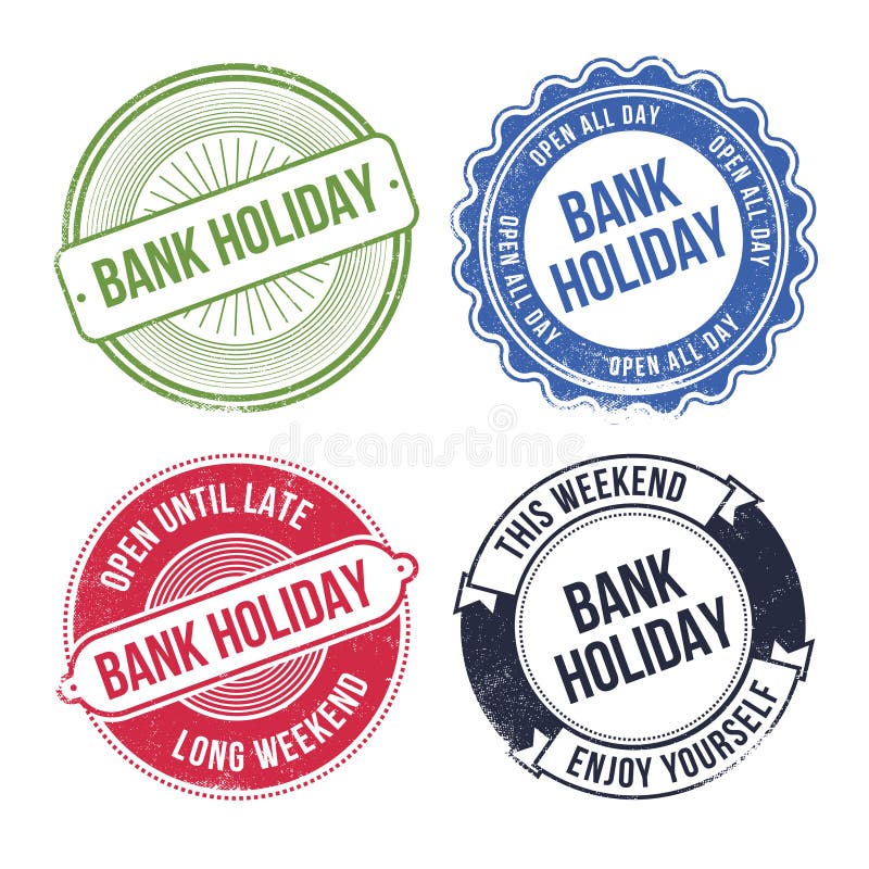 Flat Design Bank Holiday Labels Vector Illustration. Stock Vector ...