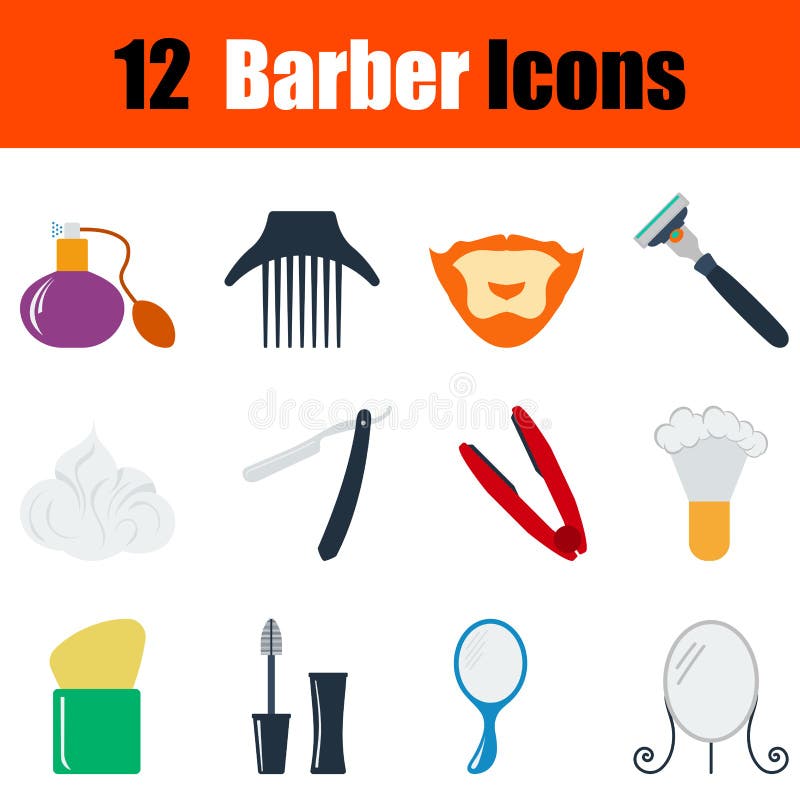Flat Design Barber Icon Set Stock Vector - Illustration of beard ...