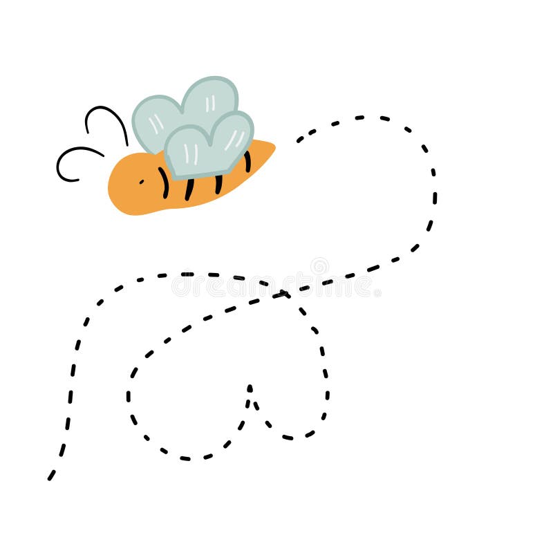 Flat Design Bee Flying Around Dots Path Stock Vector - Illustration of ...