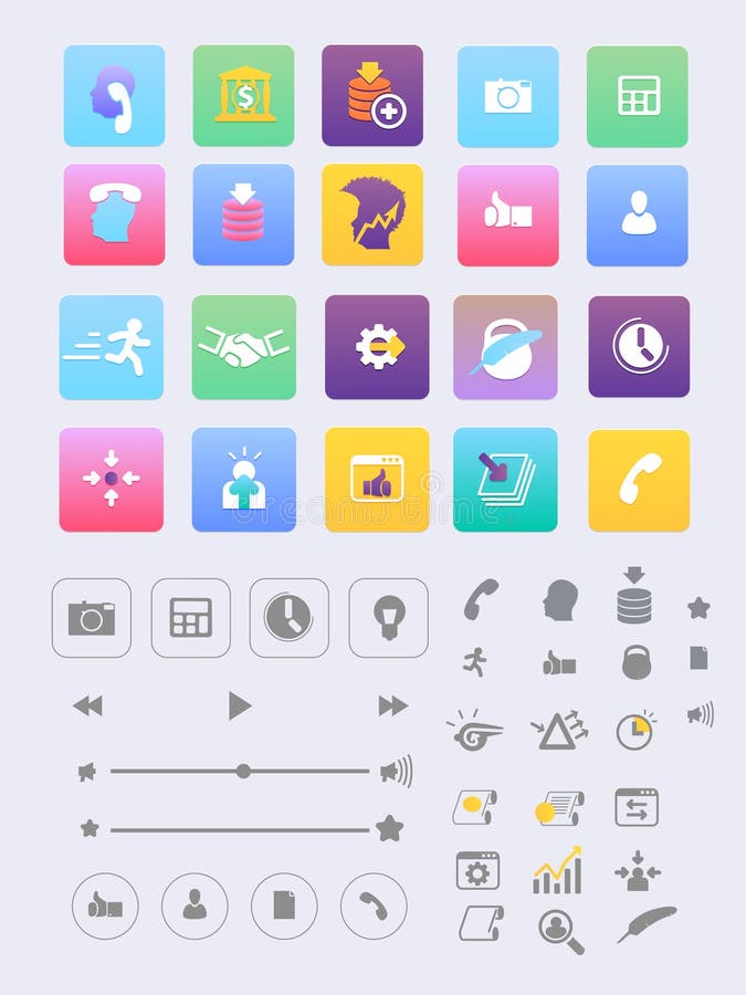 Flat design icons pack stock vector. Illustration of mobile - 43970614