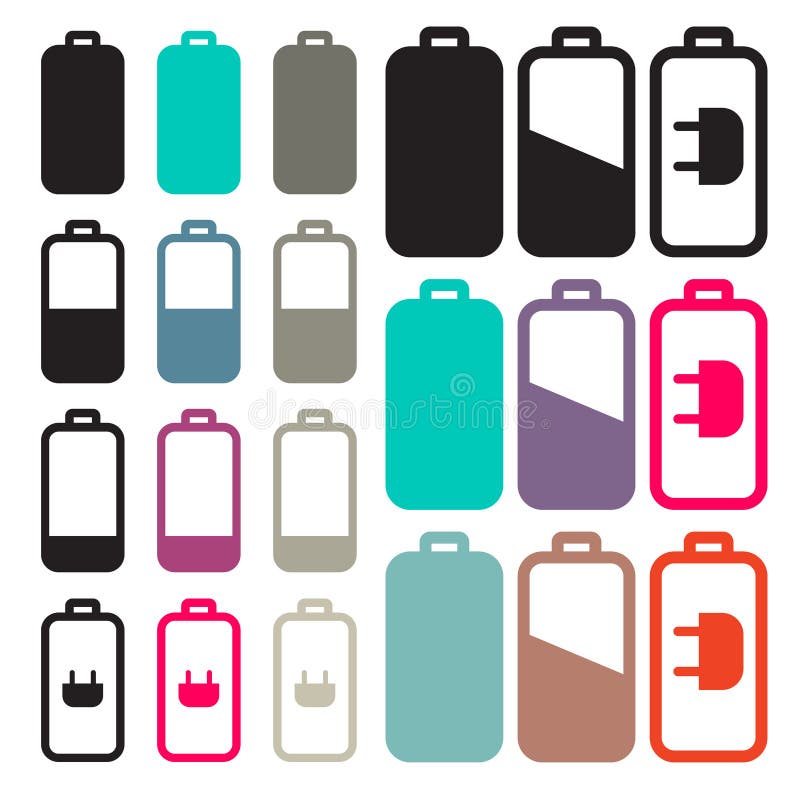 Battery Life Icons Set stock vector. Illustration of icon - 135870677