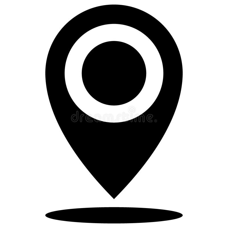 Flat Design of Black Location Pointer Icon on White,vector Illustration ...