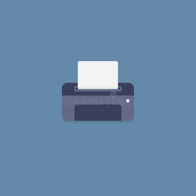 Flat Blue Printer with Paper Illustration Stock Vector - Illustration ...