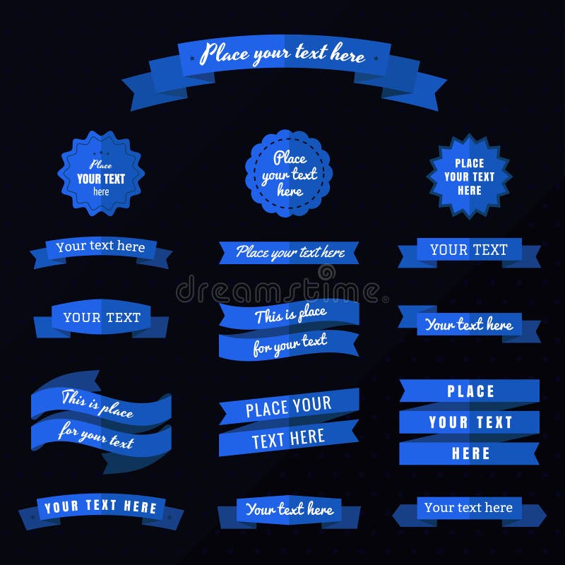 Flat Design Blue Ribbons Vector Set Stock Vector - Illustration of ...