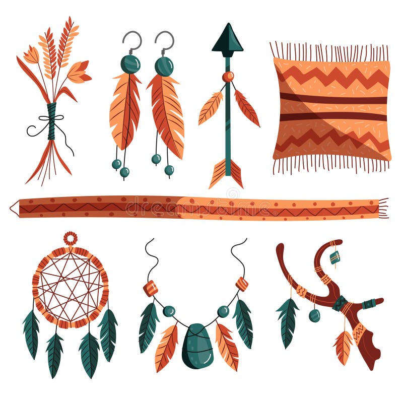 Flat Design Boho Element Set Vector Illustration. Stock Vector ...