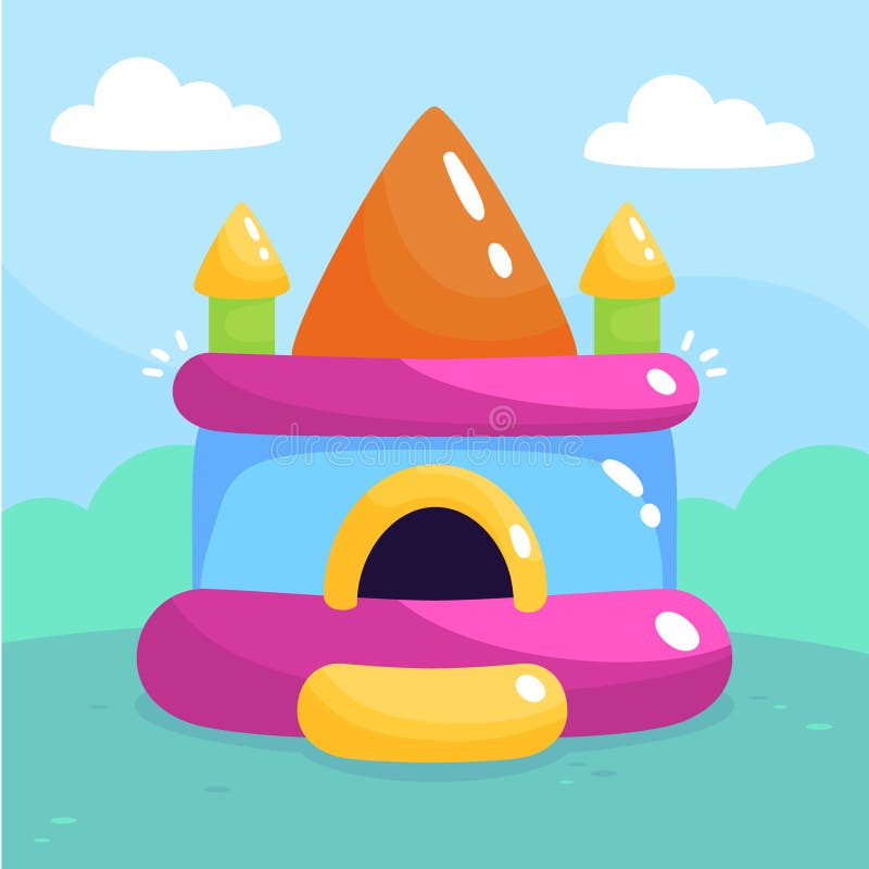 Flat Design Bounce House Vector Illustration. Stock Vector ...