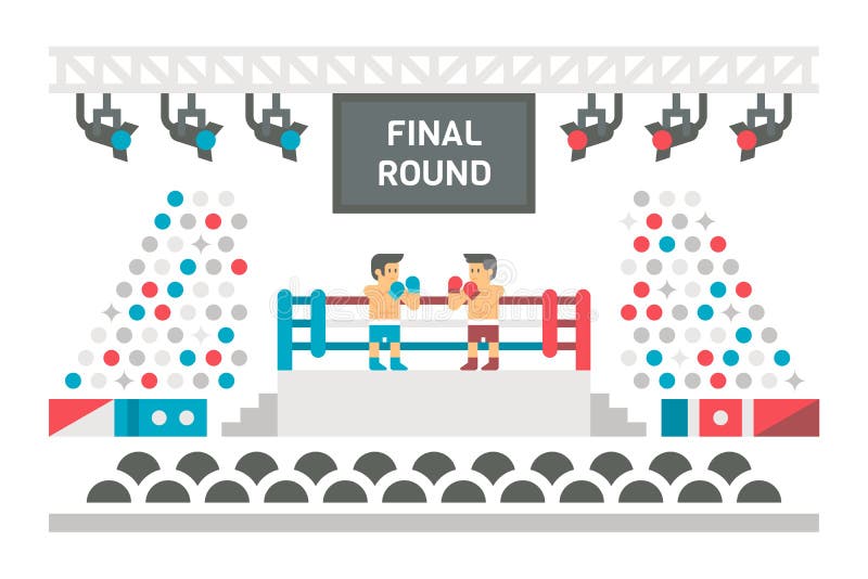 Flat Design Boxing Stage Fight Stock Vector - Illustration of boxing ...