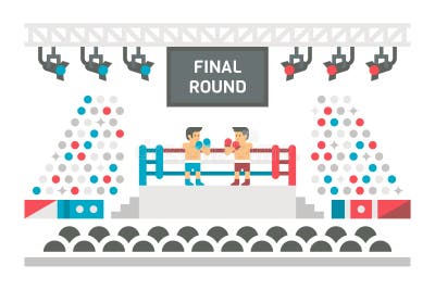 Flat Design Boxing Stage Fight Stock Vector - Illustration of boxing ...