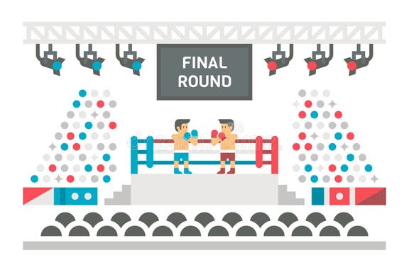 Flat Design Boxing Stage Fight Stock Vector - Illustration of boxing ...