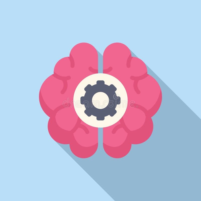 Flat Design of a Brain with a Cogwheel, Symbolizing Brainstorming and ...
