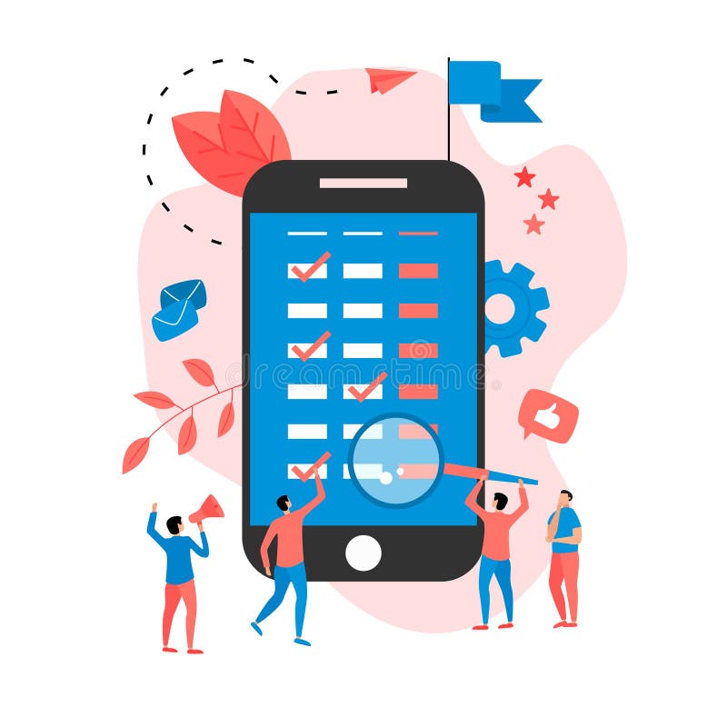 Flat Design Business Calendar on Mobile Phone with Events, Reminders ...