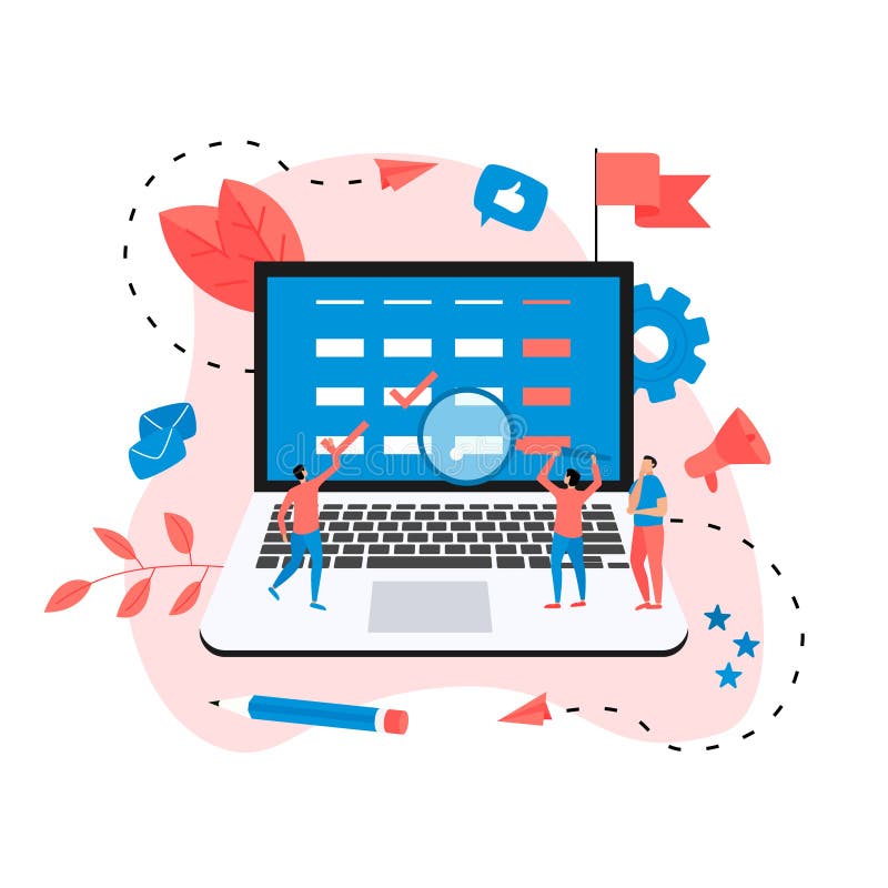 Flat Design Business Calendar on Mobile Phone with Events, Reminders ...