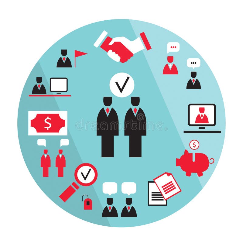 Flat Design Business Elements. Partnership, Money Earning Success ...