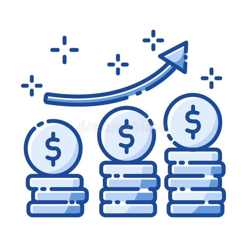 Increase Finance Money Up Icon Blue Tone Vector Premium Ilustration ...