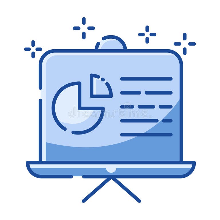 Presentation Pie Chart Icon Blue Tone Vector Premium Ilustration Stock ...