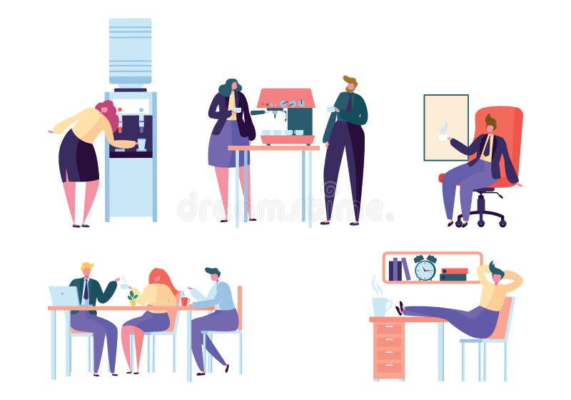 Flat Design Business People Coffee Break Work Stock Vector ... Flat Design Business People Coffee Break Work Stock Vector ...