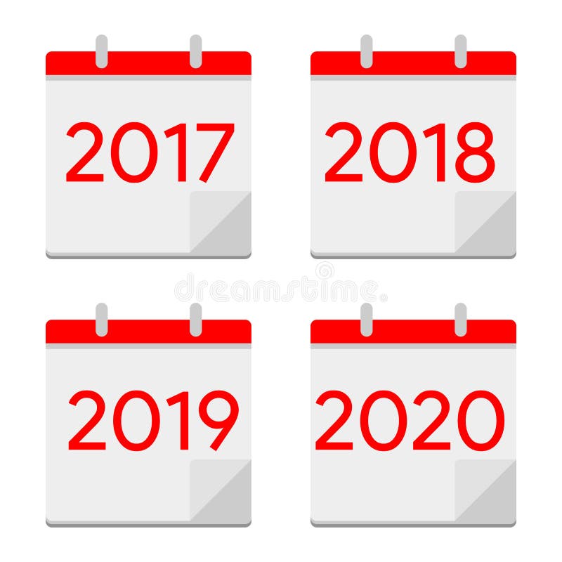 Flat Design Calendar Icons 2017, 2018, 2019, 2020. New Year Symbol ...