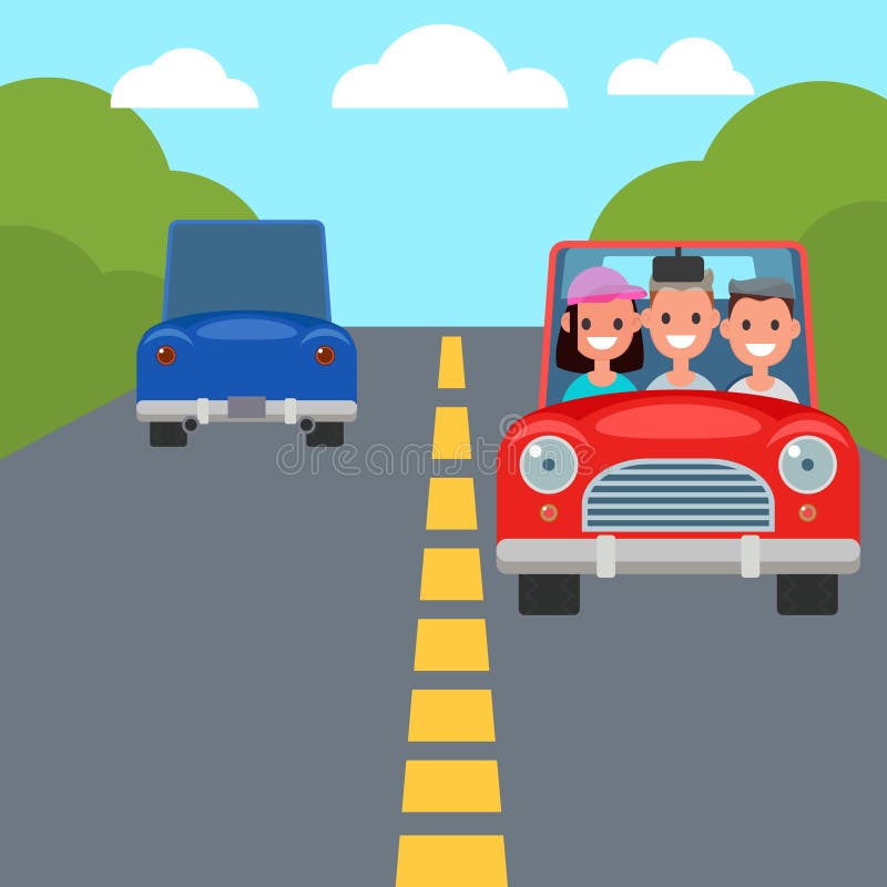 Flat Design Car Driving Characters. Car Sharing Stock Vector ...
