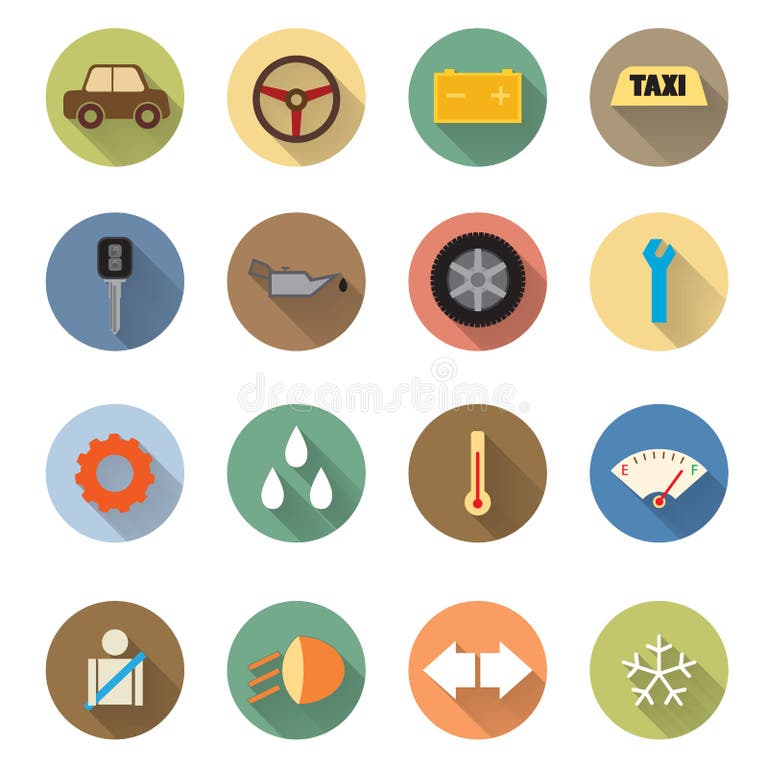 Flat Design of Car Service Icons Set Stock Vector - Illustration of ...