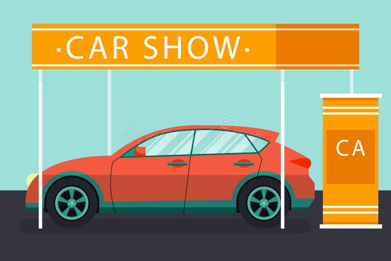 Flat Design Car Show Vector Illustration. Stock Vector - Illustration ...