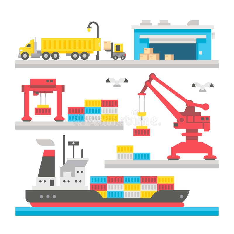 Cargo Port Container Terminal Stock Illustrations – 13,415 Cargo Port ...