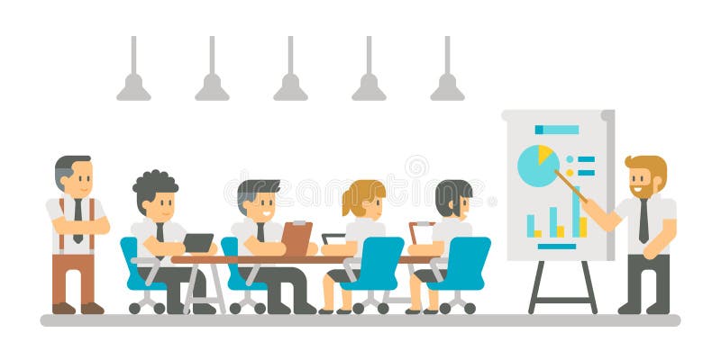 Flat Design Cartoon Meeting Business People Stock Vector - Illustration ...