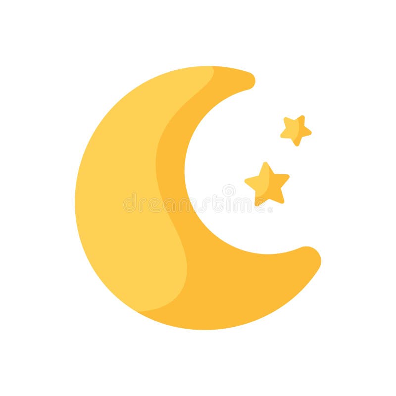 Flat Design Cartoon Moon Illustration. Weather Element. Stock Vector ...