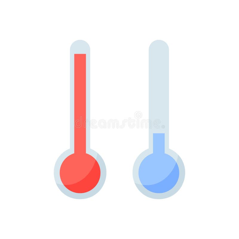 Flat Design Cartoon Thermometer Illustration. Weather Element. Stock ...
