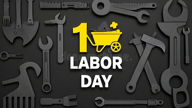 Flat Design Celebrates Labour Day with Tools and Industrial Icons Stock ...