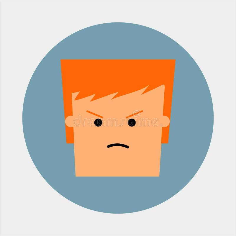 Flat Design Character, Angry Orange Haired Man Stock Vector ...