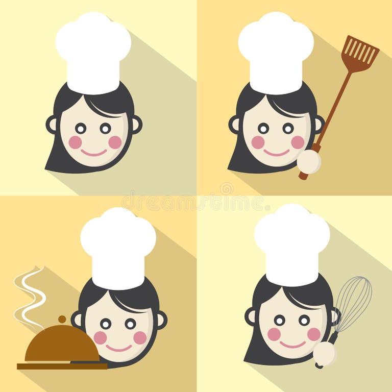 Flat Design Chef Icon with Long Shadow Effect Stock Vector ...