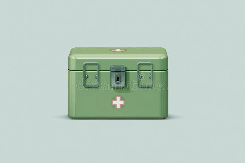 Flat Design of a Child-Safe Medicine Box with Lock Features a Clean ...