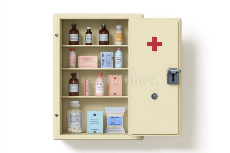 Flat Design of a Child-Safe Medicine Box with Lock Featuring Organized ...