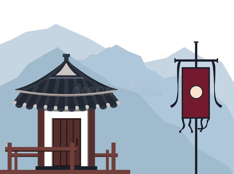 Flat Design of Chinese Traditional Guard Post Stock Vector ...