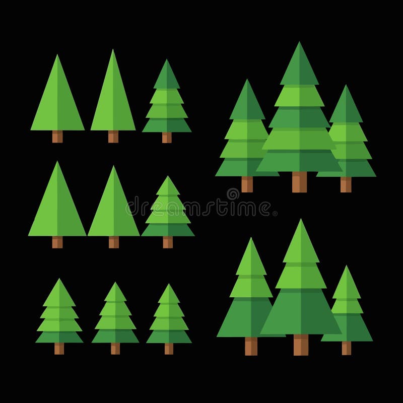 Design Christmas Tree Icons Set Stock Illustrations – 20,041 Design ...
