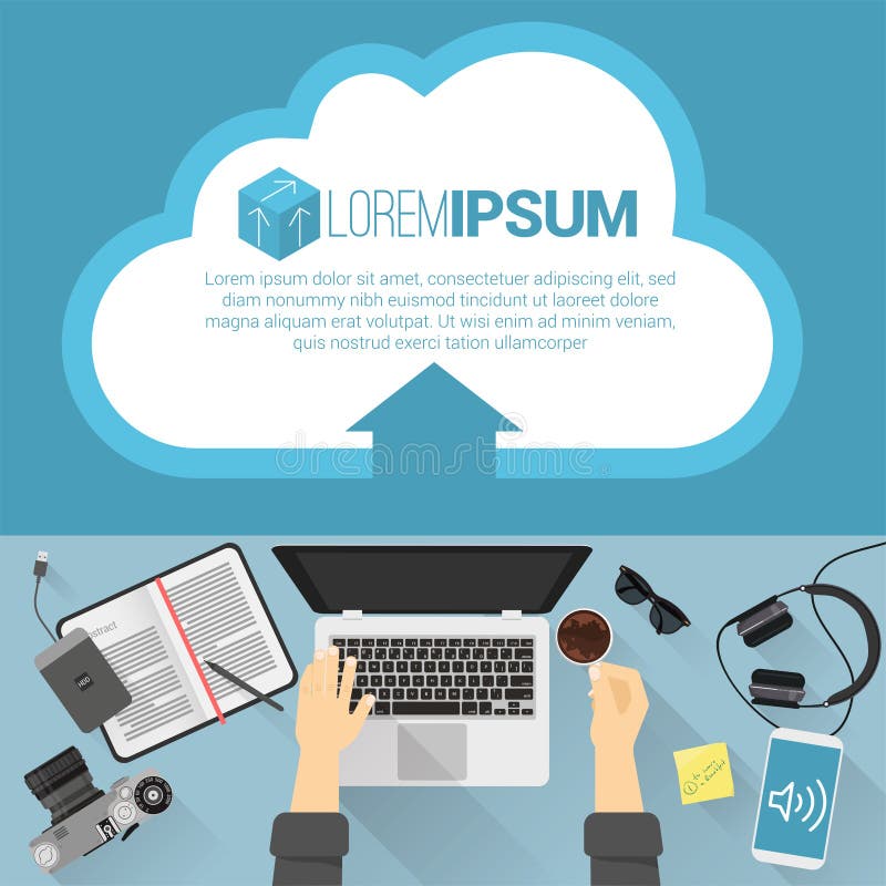 Flat design cloud concept. stock vector. Illustration of computer ...