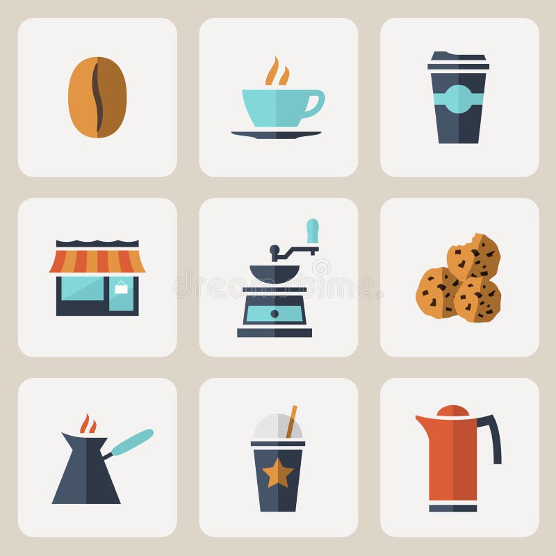 Coffee Americano Latte Cappuccino Flat White Stock Illustrations ...