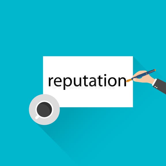 Flat Design, Coffee on the Table with Note Writing Reputation, Vector ...