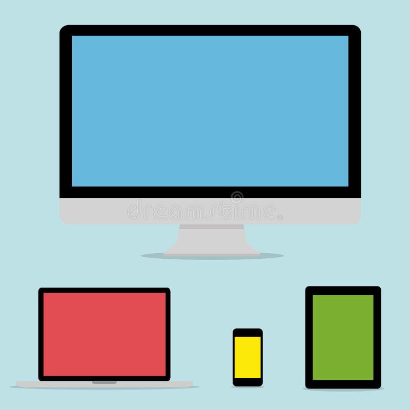 Flat Design Collection Modern Digital Tech Device Stock Illustration ...