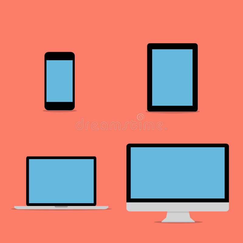 Flat Design Collection Modern Digital Tech Device Stock Illustration ...