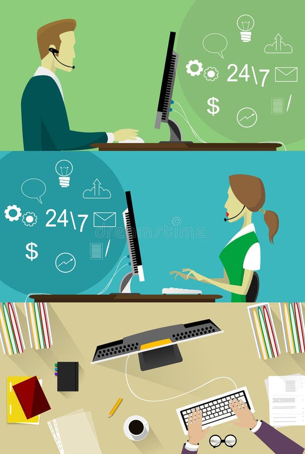 Customer Service Icon of a Call Center Girl Stock Vector - Illustration ...