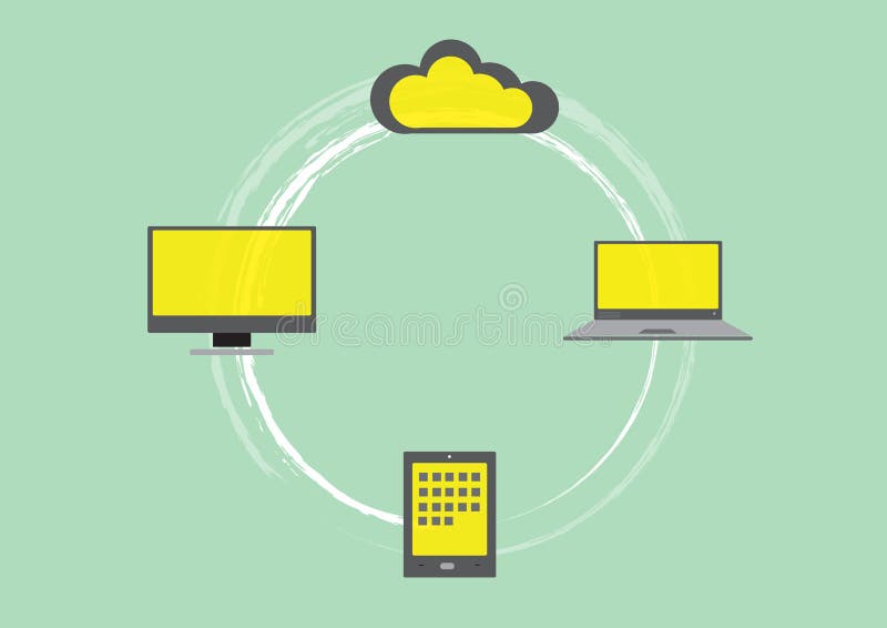 Flat Design of Computers and Cloud Servers Stock Vector - Illustration ...