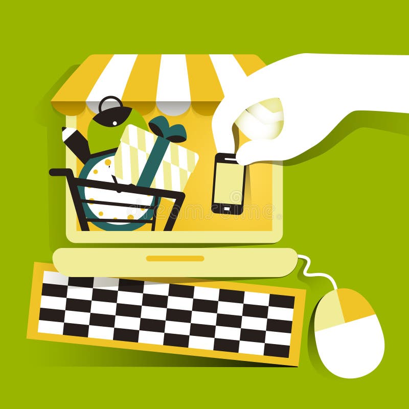 Flat Design Concept of Add To Bag Stock Vector - Illustration of ...