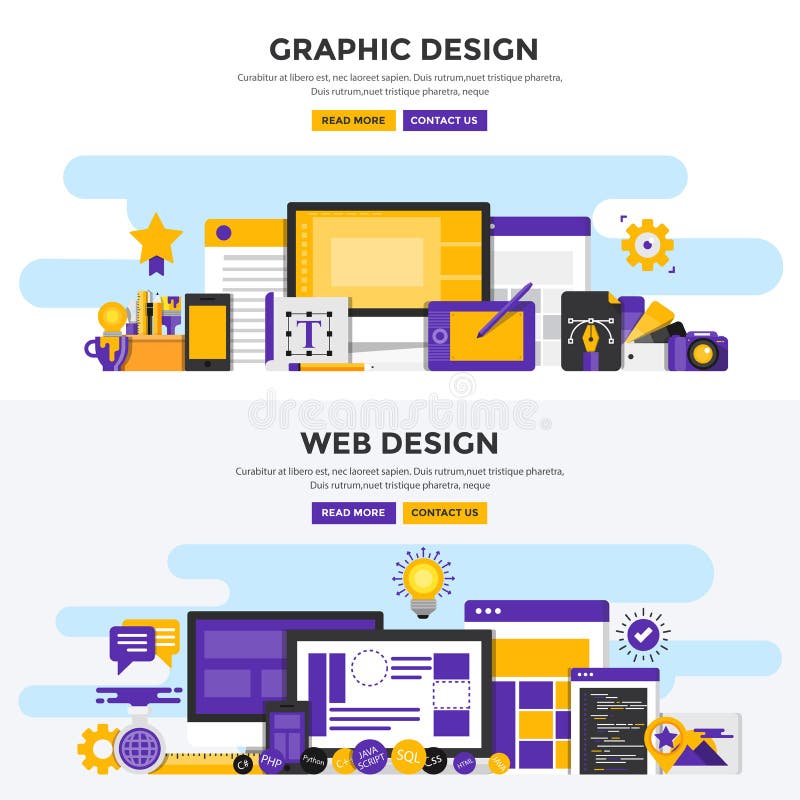 Flat Design Concept Banners - Graphic and Web Design Stock Vector ...