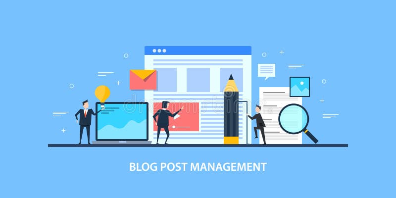 Flat Design Concept of Blog Post Management, Content Managing Software ...