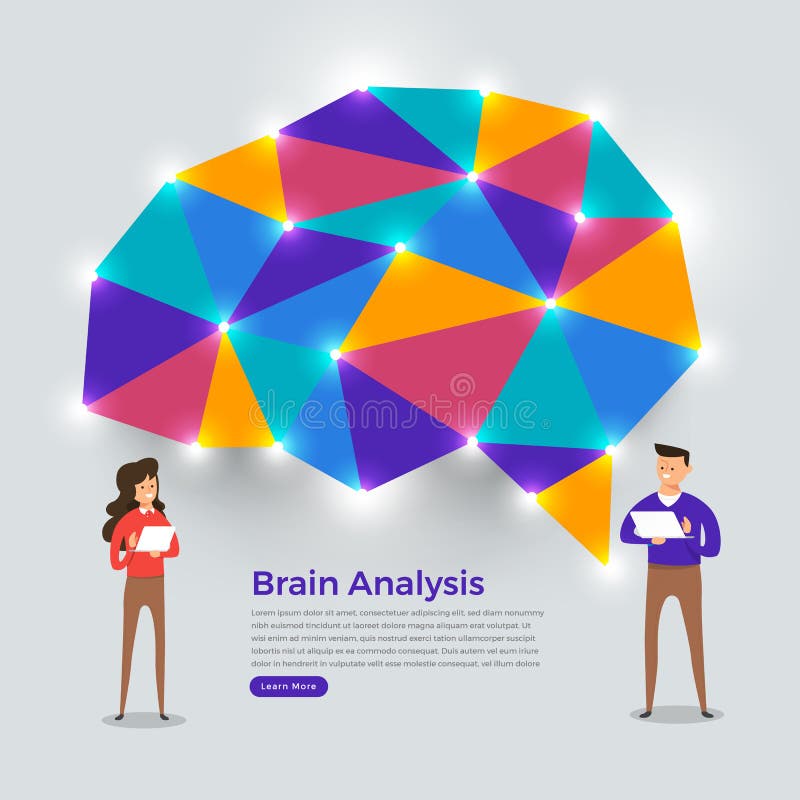 Flat Design Concept Brain Analysis Thinking. Vector Illustration Stock ...