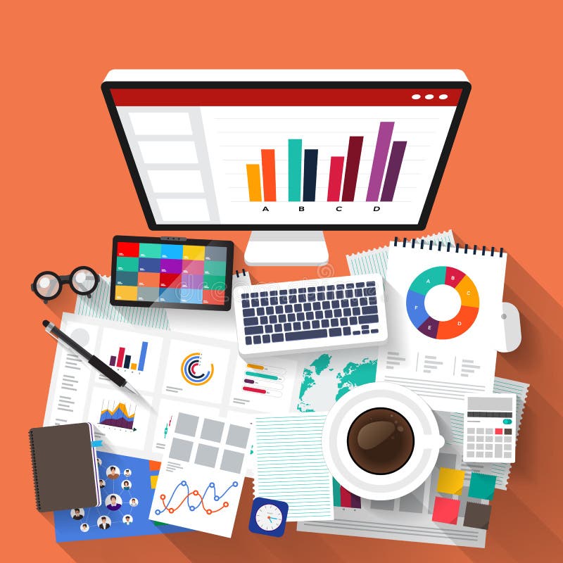 Flat Design Concept Businessman Analysis Digital Data. Vector Il Stock ...