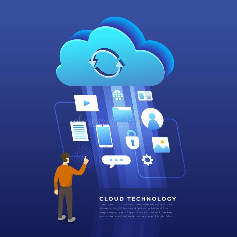 Flat Design Concept Cloud Computing Technology Users Network Con Stock Vector - Illustration of ...