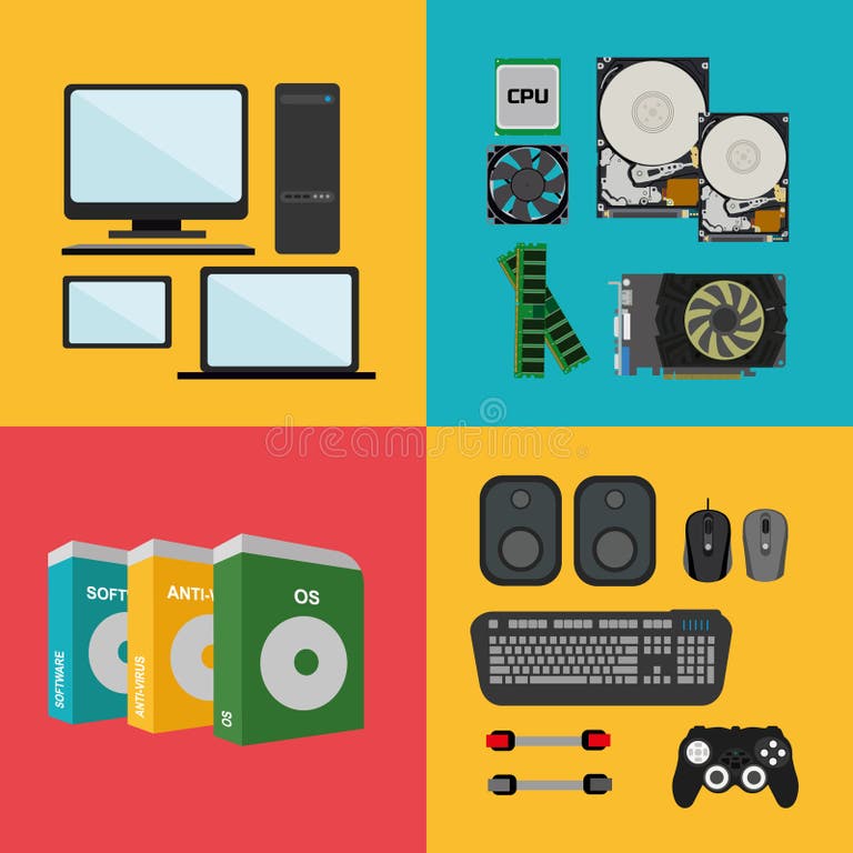 Flat Design Concept of Computer Store, Sale of Computers, Laptops ...